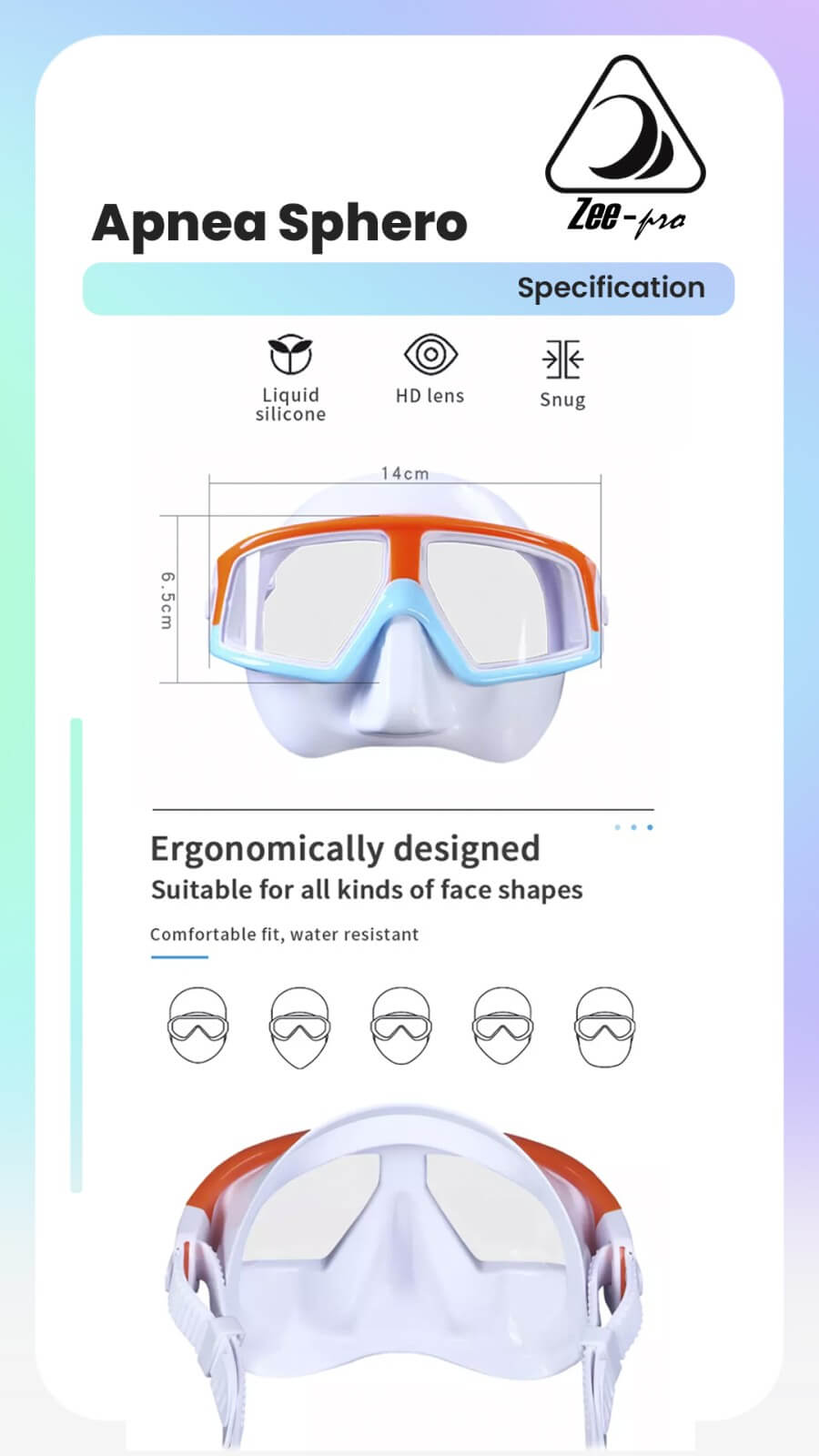 Combo Set Mask Snorkel Zeepro Sphero Low Volume - Bali Dive Shop